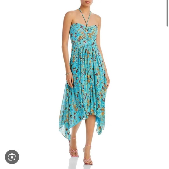 A.L.C. | Dresses | 33 Alc 695 Silk Ruched Smocked Halter Midi Dress ...